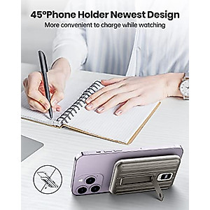 Coolreall 【4 in 1】 Magnetic Wireless Power Bank, Slim 10000mAh Portable Charger with Phone Holder, 15W Type-C Fast Charger Mag-Safe Battery Pack Compatible with iPhone 14 13 12 iWatch Series