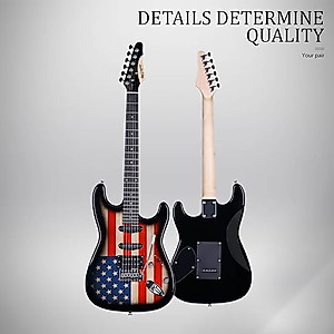Leo Jaymz 39 Inch Full Size Electric Guitar Kit Electric Guitar Beginner Kits - 20W Amplifier，Digital Tuner，Carring Bag，Shoulder Strap,Connecting Cable (US Flag 20W)