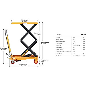Xilin Electric Pallet Jack Truck Lithium Battery 3300LBS Capacity 48" x 27" Fork Size and Manual Hydraulic Lift Table Cart Double Scissor 330lbs Capacity 43.3" Lifting Height