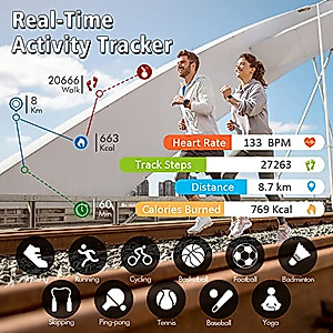 Smart Watch(Make/Answer Call), 2023 New Fitness Watch with Heart Rate Blood Pressure Monitor IP67 Waterproof Bluetooth Phone Watch 1.69" Touch Screen Smartwatch for Android iOS Phones Men Women Black