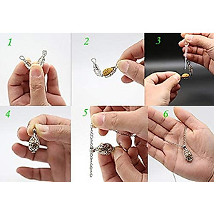 Fanmlilfe HEDQFM 2 PCS Essential Oil Diffuser Necklace with a Gift Box,Hollow Ball and Teardrop Aromatherapy Pendant Locket Necklace with Adjustable Chain and Colored Lava Stone for Women