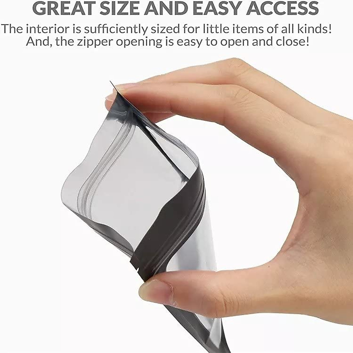 100pcs Mylar Bags For Clear Food Grade Storage and Packaging with Oxygen Absorbers 500cc - Ziplock Resealable Bolsas Mylar con absorbentes10"x14" (30pcs) 7"x10" (30pcs) 5"x7" (40pcs)