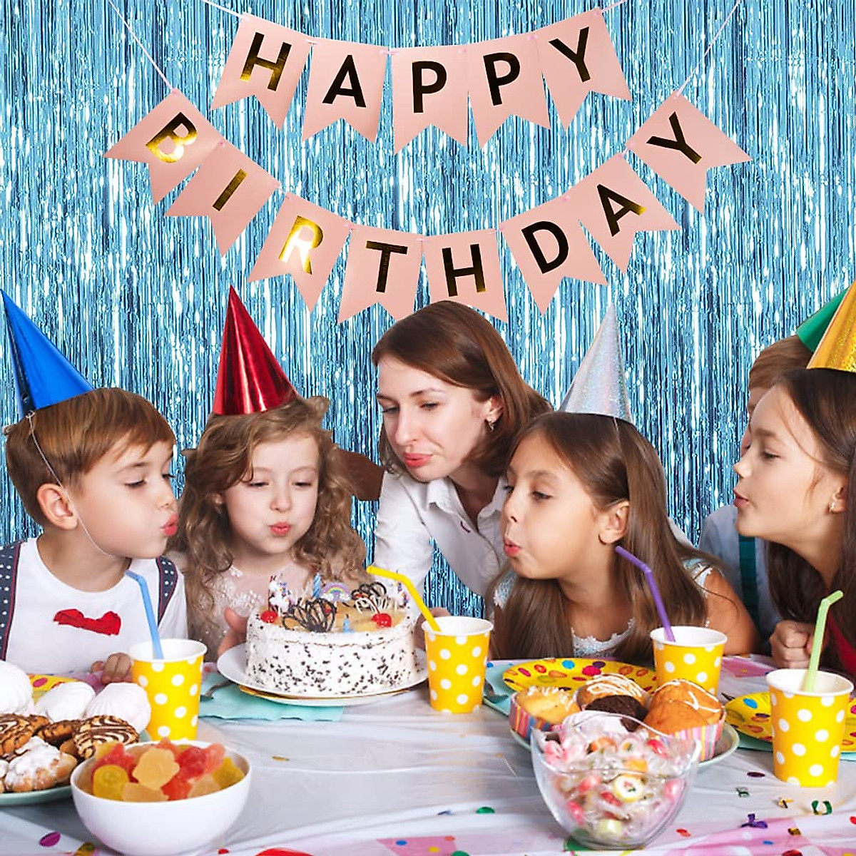 2 Pack Blue Streamers Party Decorations Blue Fringe Backdrop Ocean Themed Party Decorations Foil Curtain Backdrop Blue Birthday Decorations Ocean Party Decor Supplies