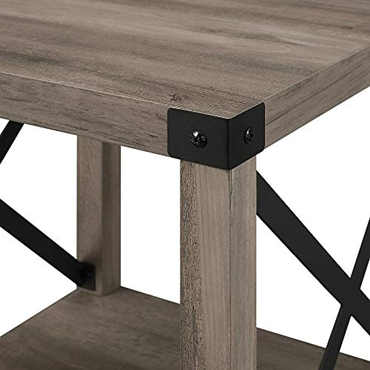 Walker Edison Sedalia Modern Farmhouse Metal X Side Table, 18 Inch, Grey Wash