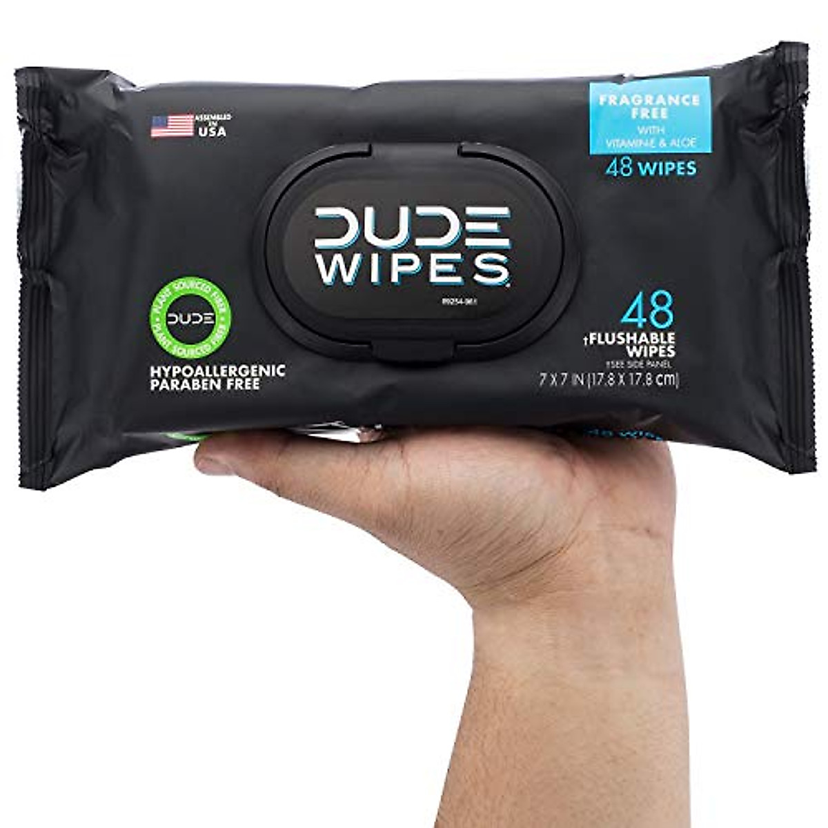 DUDE Wipes Flushable Wipes - 3 Pack, 144 Wipes - Unscented Wet Wipes with Vitamin-E & Aloe for at-Home Use - Septic and Sewer Safe