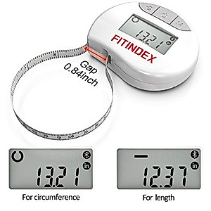 FITINDEX Smart Body Tape Measure,Bluetooth Digital Measuring Tape for Body, Soft Sewing Tape, with LED Monitor Display, Lock Pin, Retractable Button, Weight Loss, Fitness Body Measurement via App
