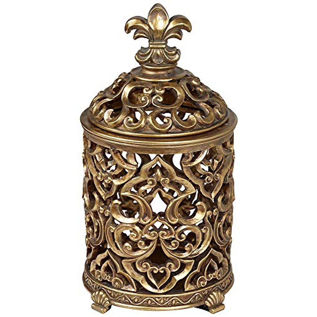 Kensington Hill Sherise Fleur-de-Lis 12 1/2" High Antique Gold Jar