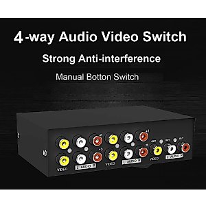 MT-ViKI 8 Way AV RCA Switch, 8 in 1 out Composite Video L/R Audio Switcher Selector Box for DVD Player, SNES, N64, PS2/3 Game Consoles