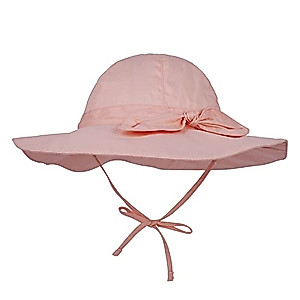Kid's Solid Sun Hat Wide Brim UPF 50+ Hat for Toddler Boys Girls Adjustable Bow Bucket Hat Newborn (Pink, 6-12 Months)