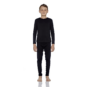 Rocky Thermal Underwear For Boys (Long Johns Thermal Set) Shirt & Pants, Base Layer w/Leggings/Bottoms Ski/Extreme Cold (Black - Small)