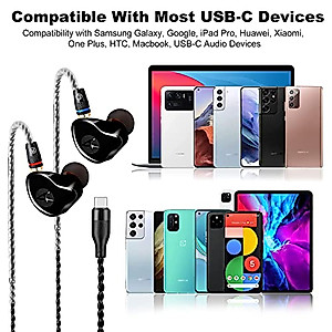 DCMEKA USB C in Ear Monitor, Noise Isolating Wired Earbuds with Clear Sound, Dual Drive IEM Type C Headphones for Singers, Musicians,audiophiles, MMCX Detachable Cable, Secure in Ear Fit (no Mic)…