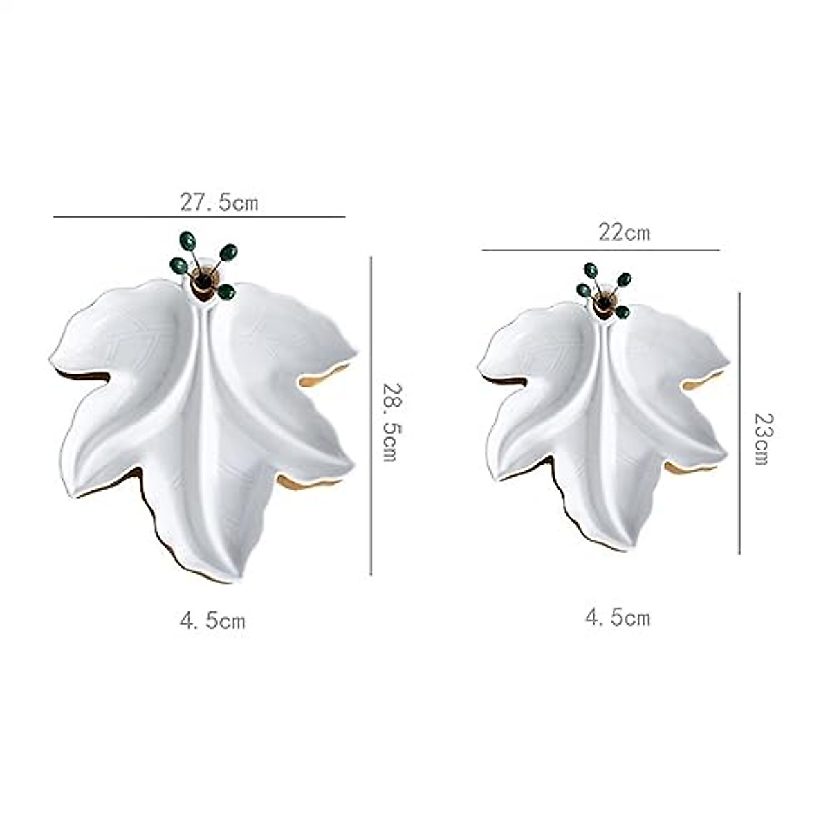 Snack Bowls Porcelain Divided Appetizer Tray Reusable 4 Sections Candy Snack Salad Dessert Dried Fruit Nut Plate White Dinnerware (Color : A, Size : Large)