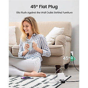 Power Strip with USB, SUPERDANNY Mini Surge Protector with 2 Wide-Spaced Outlets, 3 USB-A and 1 USB-C, 5 Ft Extension Cord, Flat Plug, Compact Size Desktop Charging Station Travel, Home, Office, Black