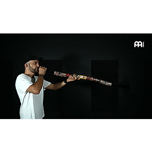 Meinl Percussion 51" Synthetic Didgeridoo, S-Shaped Body in Black with Hand Painted Native Design-NOT MADE IN CHINA-Creates Distinctive Australian Drone Note, 2-YEAR WARRANTY (SDDG2-BK)
