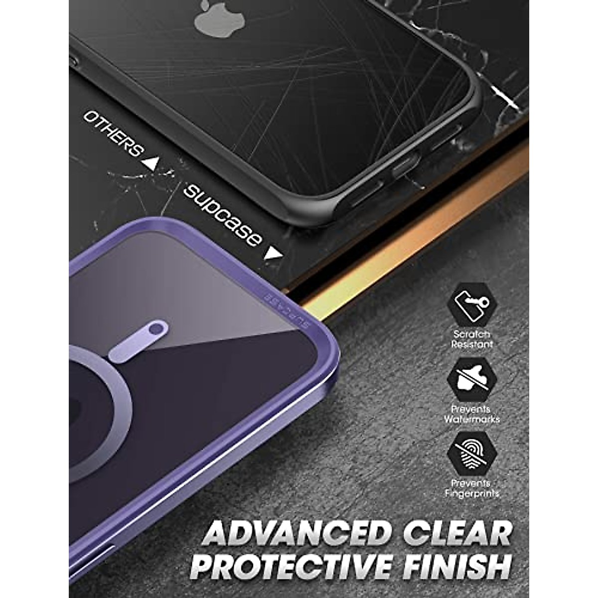 SUPCASE Unicorn Beetle Edge Mag Case for iPhone 14 Pro Max 6.7", Compatible with MagSafe Slim Frame Clear Protective Case with Built-in Screen Protector (Mauve)