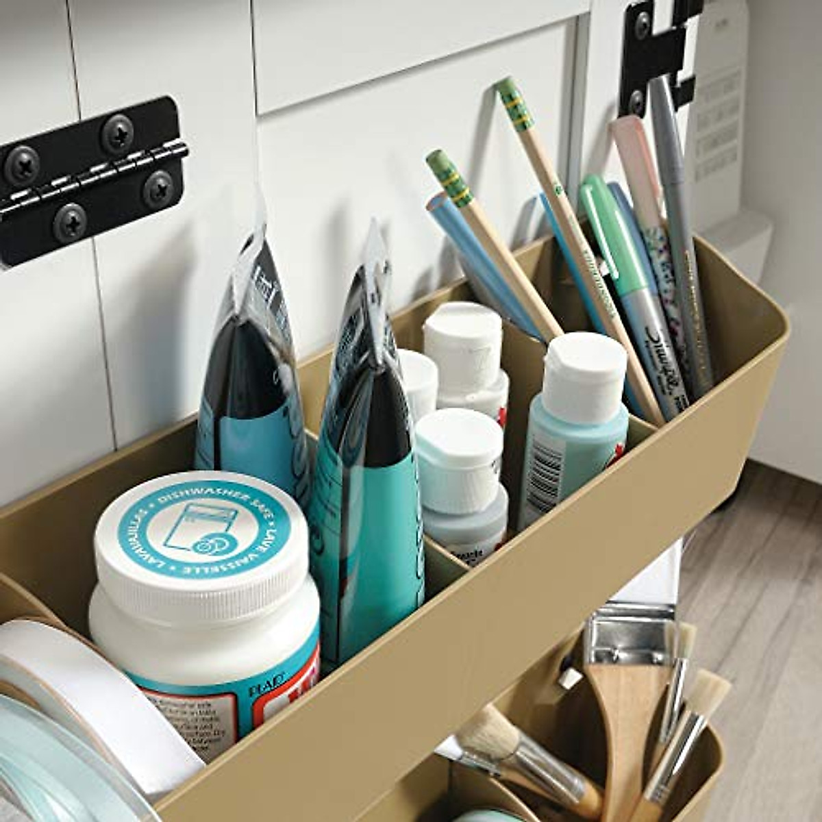 Sauder Miscellaneous Craft Cart, L: 39.29" x W: 19.49" x H: 28.54", Soft White finish