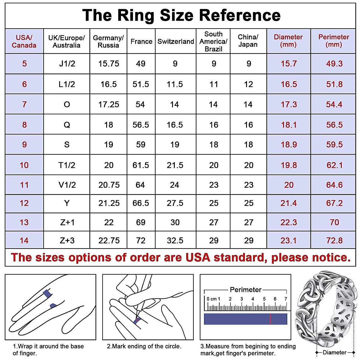 FaithHeart Irish Knot Band Ring for Women Size 8 Stainless Steel Old-school Celtic Knot Stackable Wedding Bands