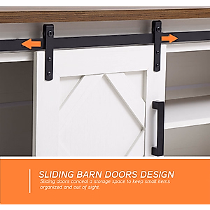 WAMPAT Modern Farmhouse 3 in 1 TV Stand for up to 85" TVs Wood Entertainment Center with Open Storage for Living Room,Antique White