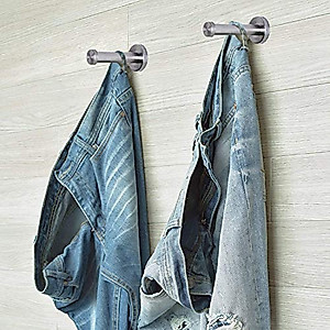 Onwon 6 Pieces Stainless Steel Bath Towel Hooks Brushed Nickel Single Super Heavy Duty Wall Mount Coat Hook Robe Wall Hook Fit for Bathroom, Bedroom, Living Room, Fitting Room, Office (100mm)