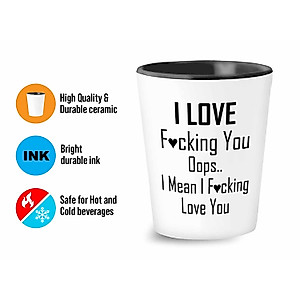 Bubble Hugs Family Shot Glass 1.5oz - I Fcking Love You - Husband Funny Dad Wife Spouse Fiance Fiancee Daughter Children Son