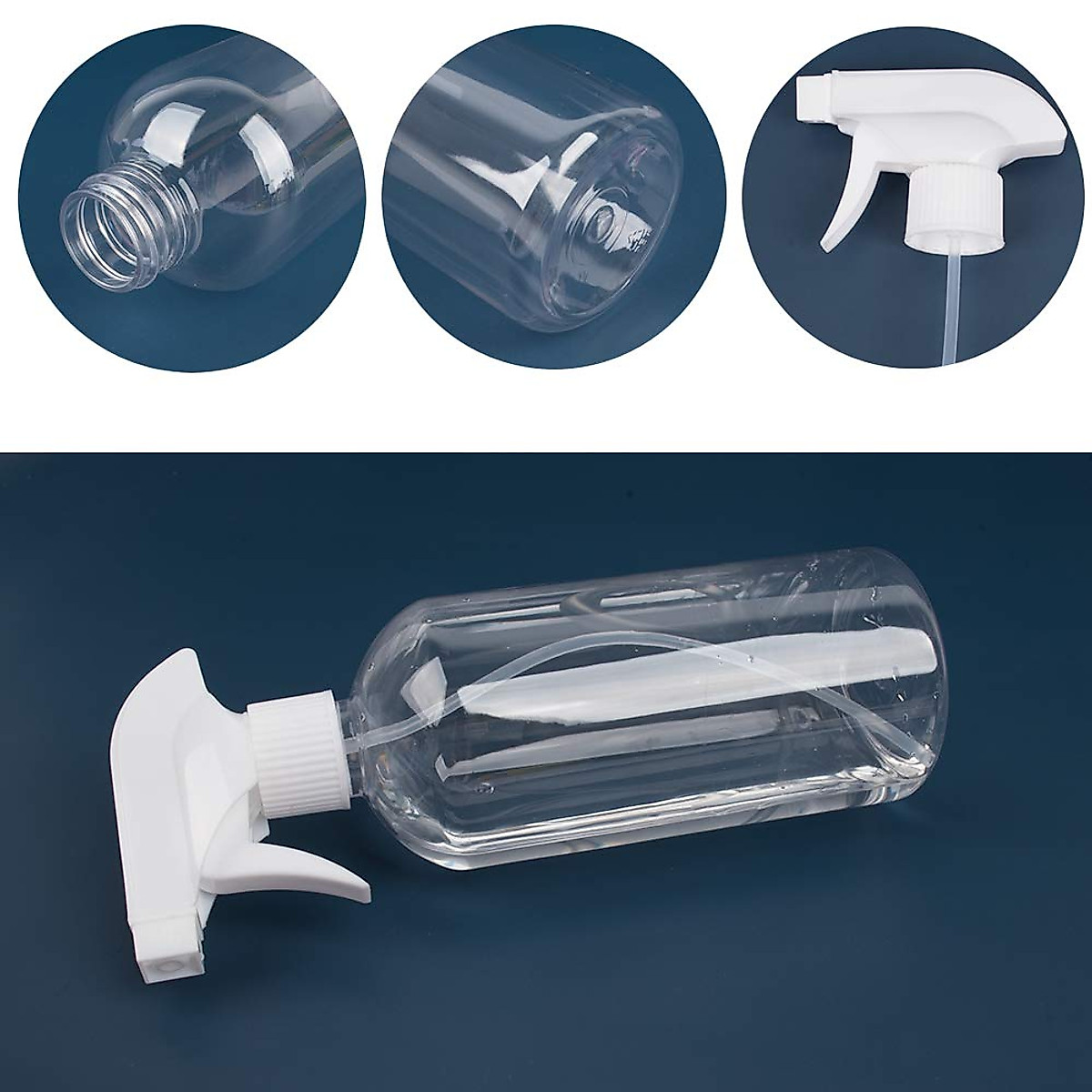 UUJOLY 16.9 oz Plastic Spray Bottle Trigger Empty Spray Bottles Clear Refillable Container for Water, Essential Oils, Hair, Cleaning Products, Adjustable Head Sprayer and Stream (2 Pack)