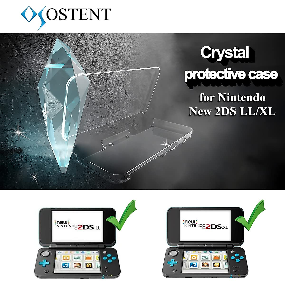 OSTENT Transparent Clear Crystal Protective Cover Case Shell for Nintendo New 2DS LL/XL Console