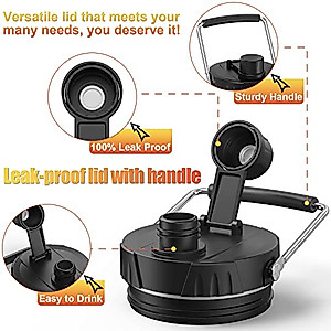 Insulated Water Bottle with Double Walled, Koeka One Gallon Wide Mouth Vacuum Insulated Leak Proof Stainless Steel Thermos with Straw, 128OZ Thermo Mug, Hot Cold, Hiking, Sports, Outdoor, Fire Cloud