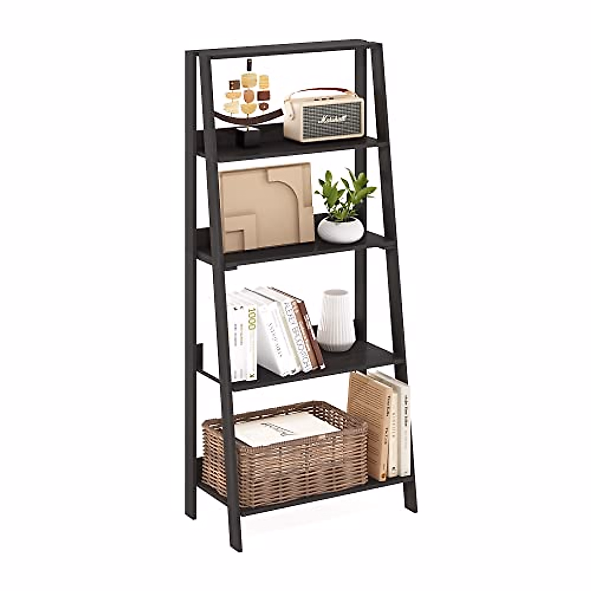 Furinno Ladder Bookcase Display Shelf, 5-Tier, Espresso