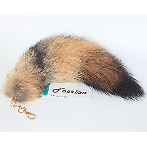 Fosrion Real Fox Tail Fur Keychain Clasp Fashion Charm Cosplay Toy (Red & Thin)