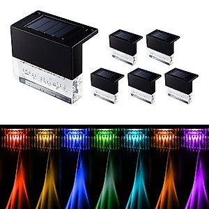 TOPHORT 16 Pack Solar Deck Lights,Outdoor Step Light, Waterproof Fence Lights, Acrylic Color Glow Stair Lights, Garden Decor Lighting for Pation, Yard, Pool