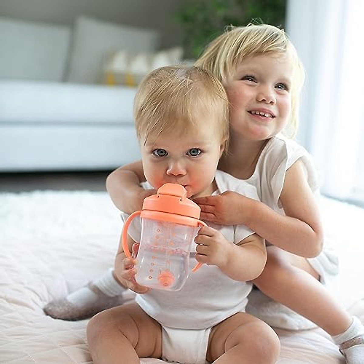 Dr. Brown's Milestones, Baby's First Straw Cup Sippy Cup with Straw, 6m+, 9oz/270ml, Coral, BPA Free