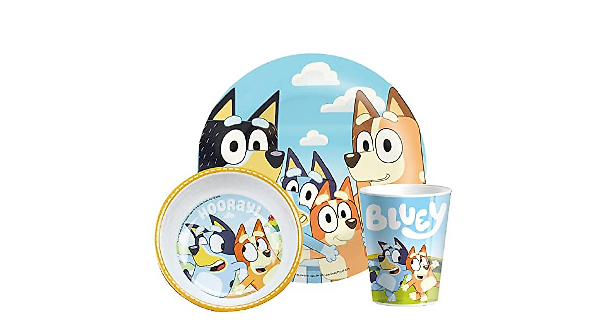 Bluey Kids Dinnerware Set - Durable BPA-Free Melamine Plate, Bowl & Tumbler