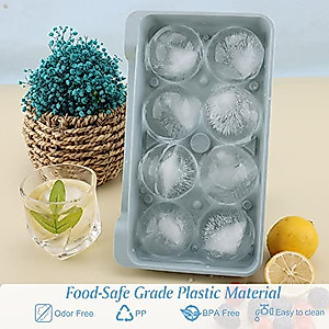 Unigul Ice Cube Trays for Freezer, 2.5'' Ice Ball Maker Mold, 2Pack Round Ice Cube Mold, Whiskey Ice Mold with Lid, Bin&Clip, Large Ice Cube Tray Making 16PCS for Chilling Cocktails &Bourbon&Whiskey