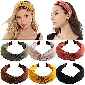 CellElection 6PCS Top Knot Headband for Women Wide Knotted Headbands Twist Turban Headwrap Elastic Hair Band Fashion Hair Accessories for Women Girls Children