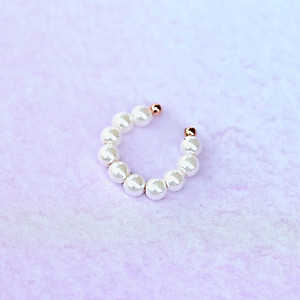 Pura Vida Rose Gold-Plated Bitty Pearl Ear Cuff Earring - Glass Bead Pearls, Brass Base - 1 Piece