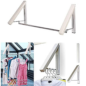 KK5 Clothes Hanger - Folding Retractable Clothes Racks| Wall Mounted Clothes Drying Rack| Home Storage Organiser Space Savers for Living Room/Bathroom/Bedroom/Office, Easy Installation - 1 Kit