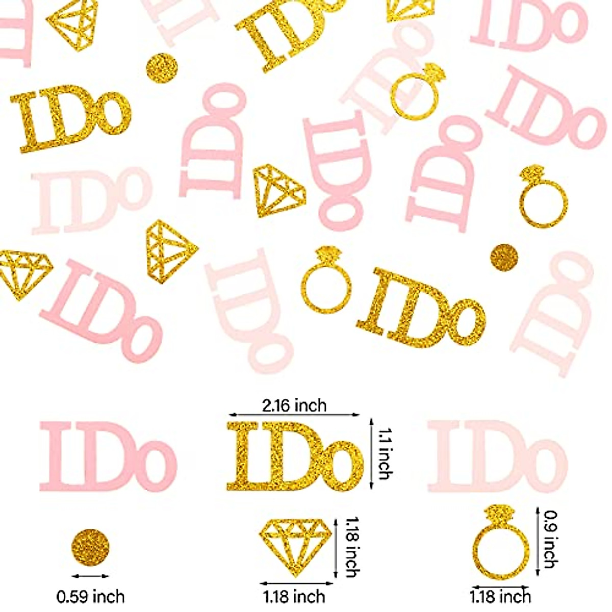 210 Pieces Wedding Table Confetti Glitter Diamond Ring Confetti Pink Bridal Shower Engagement Party Table Scatter for Baby Girl Women Birthday Party Supplies, 4 Styles