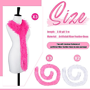 Jexine 8 Pcs Feather Boas Bulk Artificial Fluffy Boas Decor for Wedding Costume Dress Tea Party Supplies(5 Ft,Pink, Rose, White)