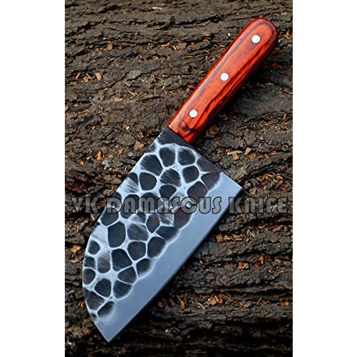 Handmade forged Carbon Steel butcher Serbian Cleaver Chopper Kitchen Chef Knife Pakka Wood Handle comes with Leather Sheath DW4095