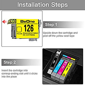 BeOne Remanufactured Ink Cartridge Replacement for Epson T126 126 to use with Workforce 60 435 520 545 630 633 635 645 840 845 WF-3520 WF-3530 WF-3540 WF-7010 WF-7510 WF-7520 Printer (4BK 2C 2M 2Y)