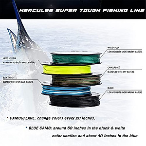 HERCULES Super Tough Braided Fishing Line 20 pounds Test Black 20LB (150 Yards) - 4 Strands