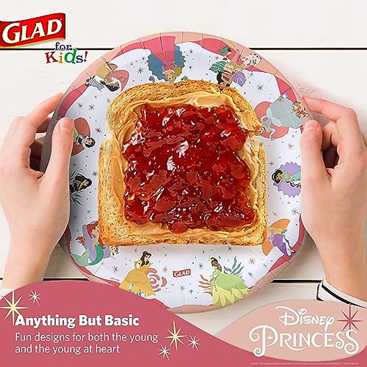 Glad for Kids Disney Princess “Magic is in All of Us” 8.5” Paper Plates | Plates, Snack Kid-Friendly Everyday Use, 24 Ct