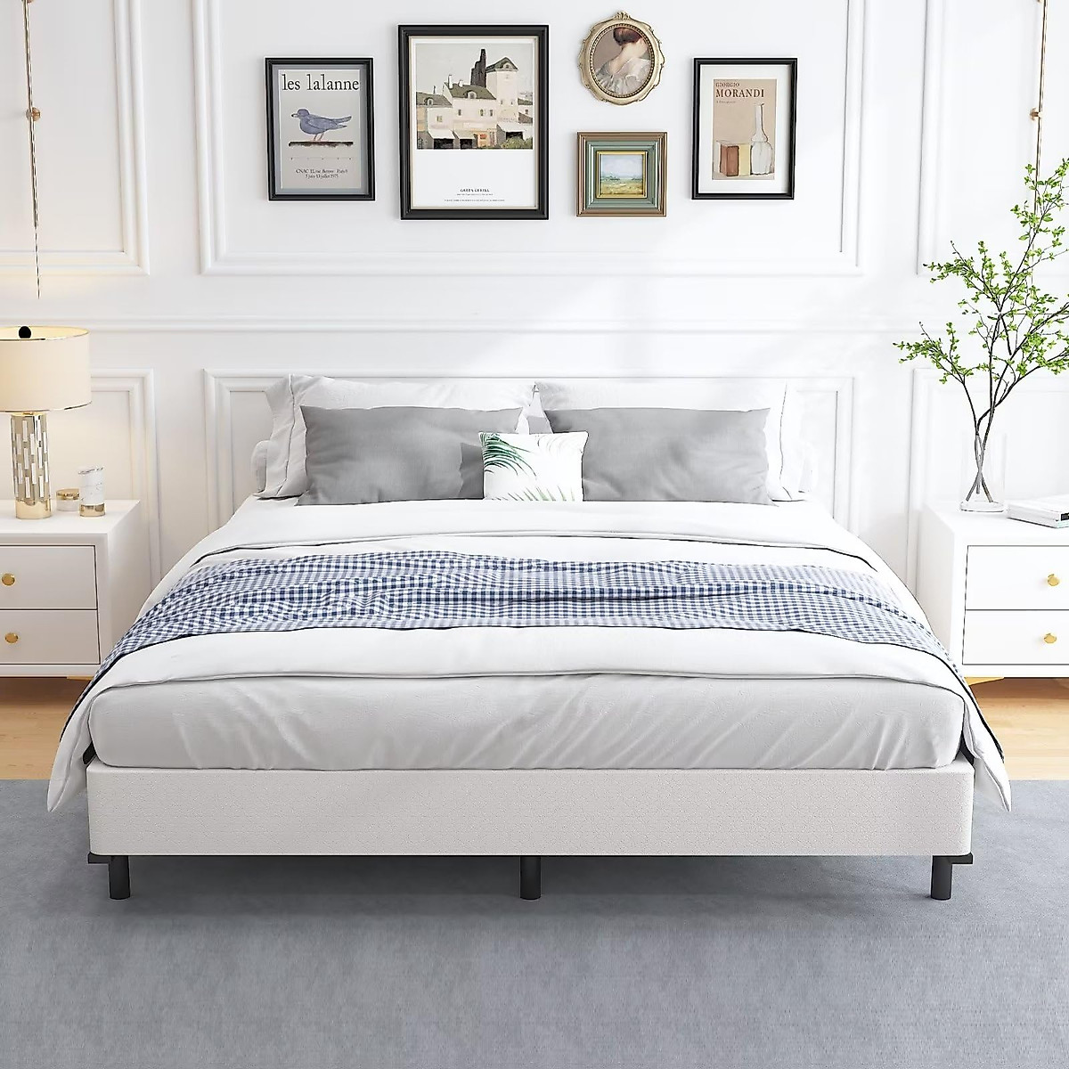 ALDRICH 5 Inch Heavy Duty Metal Box Spring Mattress Foundation 3000lbs Max Weight Capacity/Non-Slip/No Noise/Easy Assembly/Easy Clean Cover,Queen