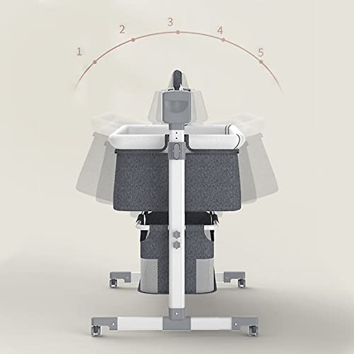 SteAnny Baby Bassinet Electric Rocking Baby Bed, Newborn Cribs with Remote, Infant Bedside Bed(Khaki/White)