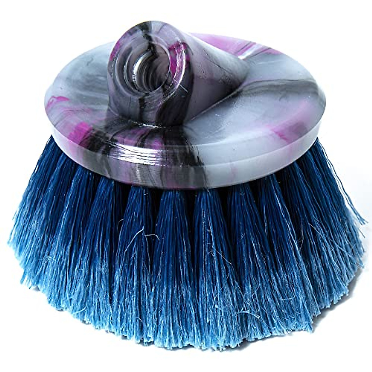 Teravan Blue Round Medium Soft Flow-Thru Brush for Cleaning Car Wheels, Tires, and Utility Cleaning (4.5" Regular Trim)