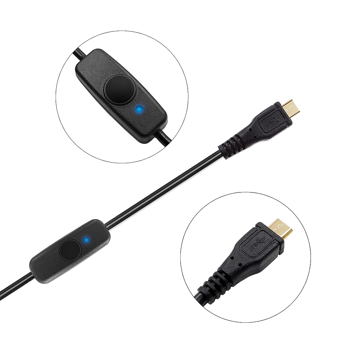 LoveRPi Certfied MicroUSB 5.25V 2.5A Power Supply with Power Switch and Status LED for Raspberry Pi