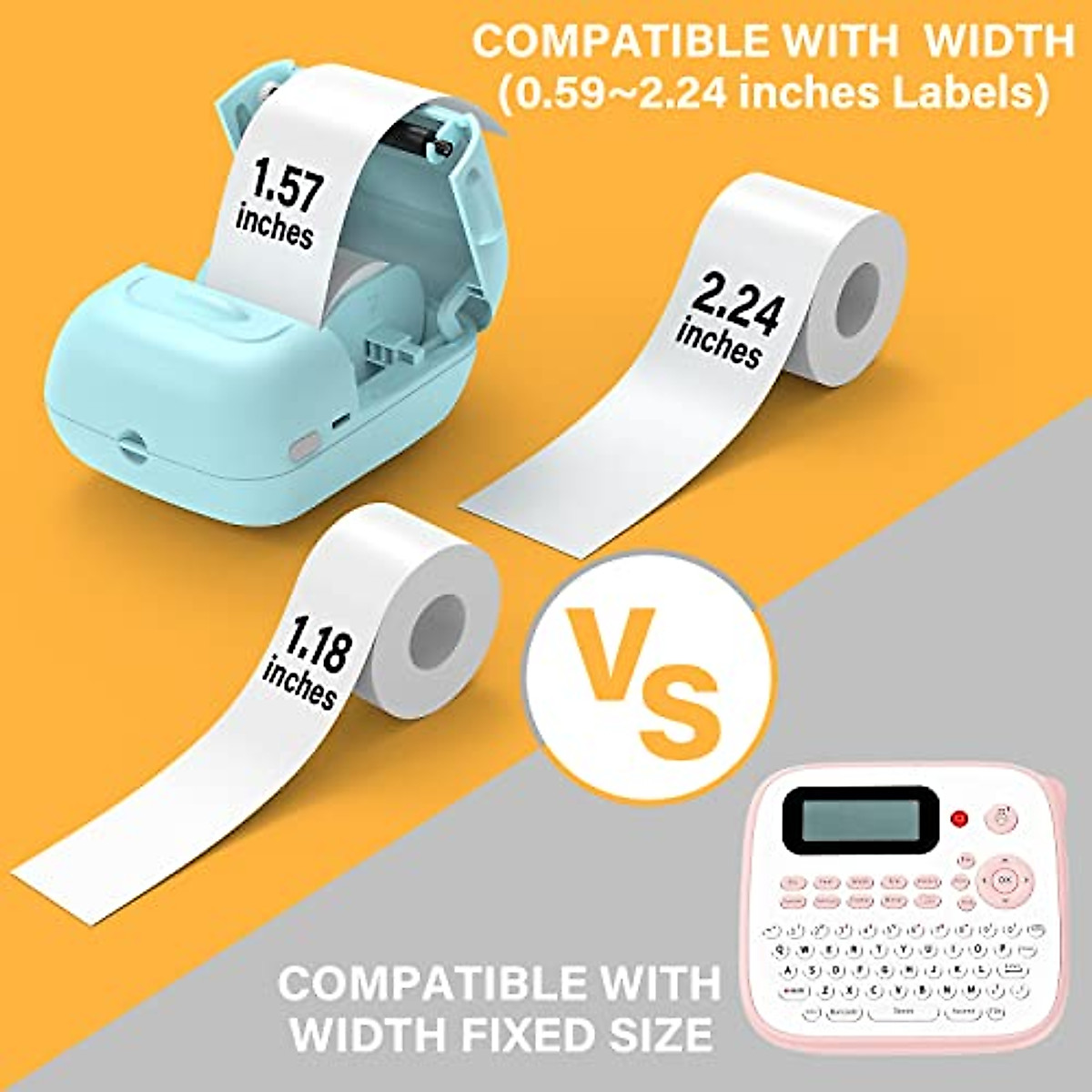 Label Maker Machine with Tape Barcode Label Printer - Mini Portable Bluetooth Thermal labeler for Address Clothing Jewelry Retail Barcode Small Business Home Office Compatible Phones &PC(Blue)