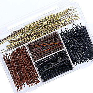 Swpeet 360 Pieces 2 Styles Hair Pins Kit, Including 216Pcs Bobby Pins and 144Pcs U Hair Pins Hair Clips with Storage Box for Girls and Women, Gold,Brown and Black