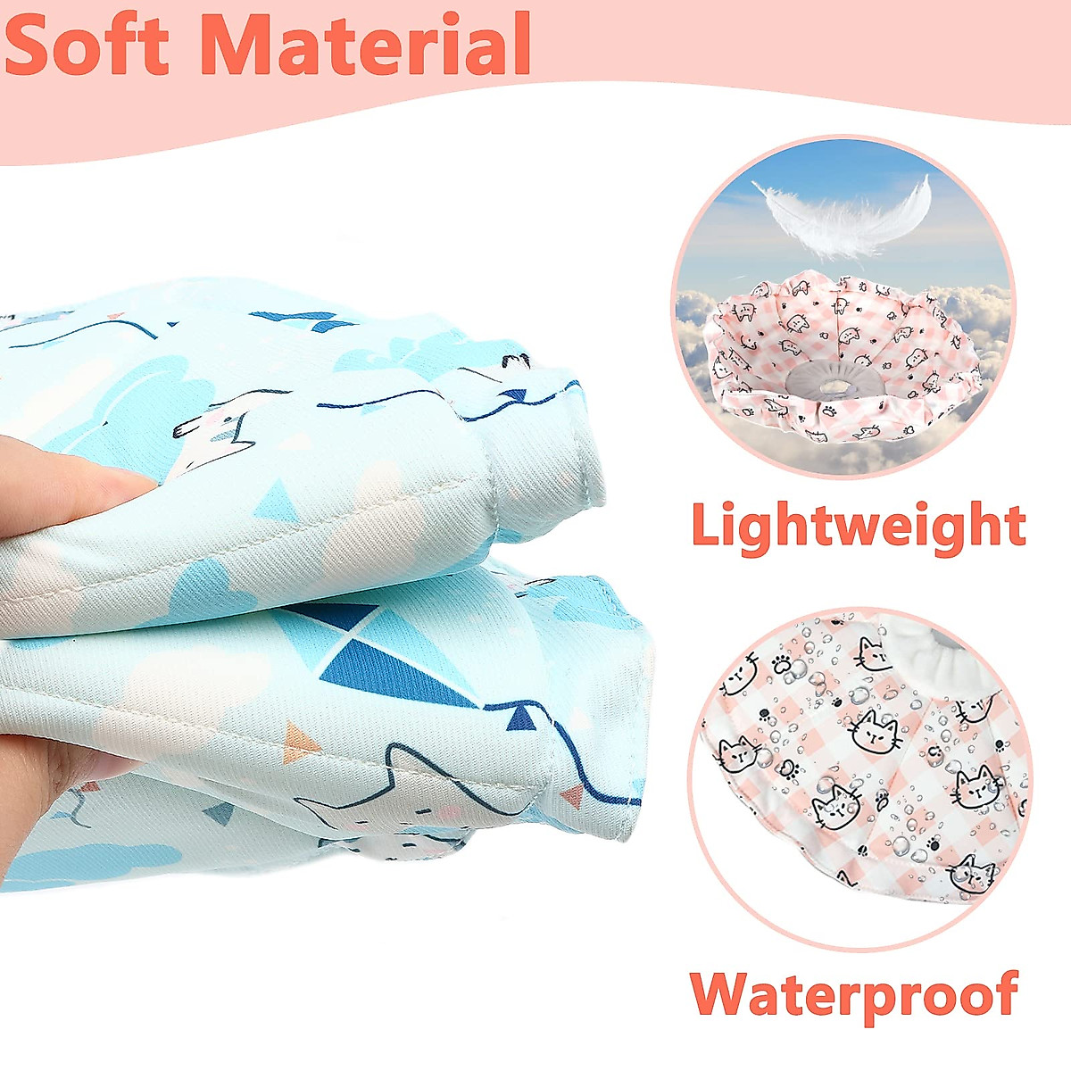 Crazy Felix Cat Cone, Soft Cat Cone Collar to Stop Licking and Scratching, Adjustable Recovery Cone for Cats After Surgery with Drawstring Design, Easy to Eat and Drink