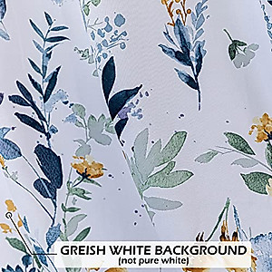 MYSKY HOME Floral Blackout Curtains 63 Inch Long Living Room Bedroom Curtains Thermal Insulated Curtains Room Darkening Curtains Printed Flower Leaf Window Treatments, 2 Panels, Yellow and Blue